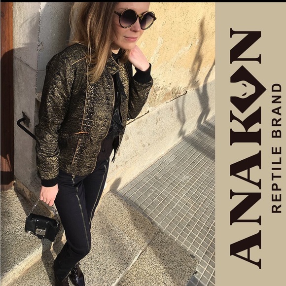 anakon | Jackets & Coats | Nwt Anakon Snake Texture Bomber Jacket ...